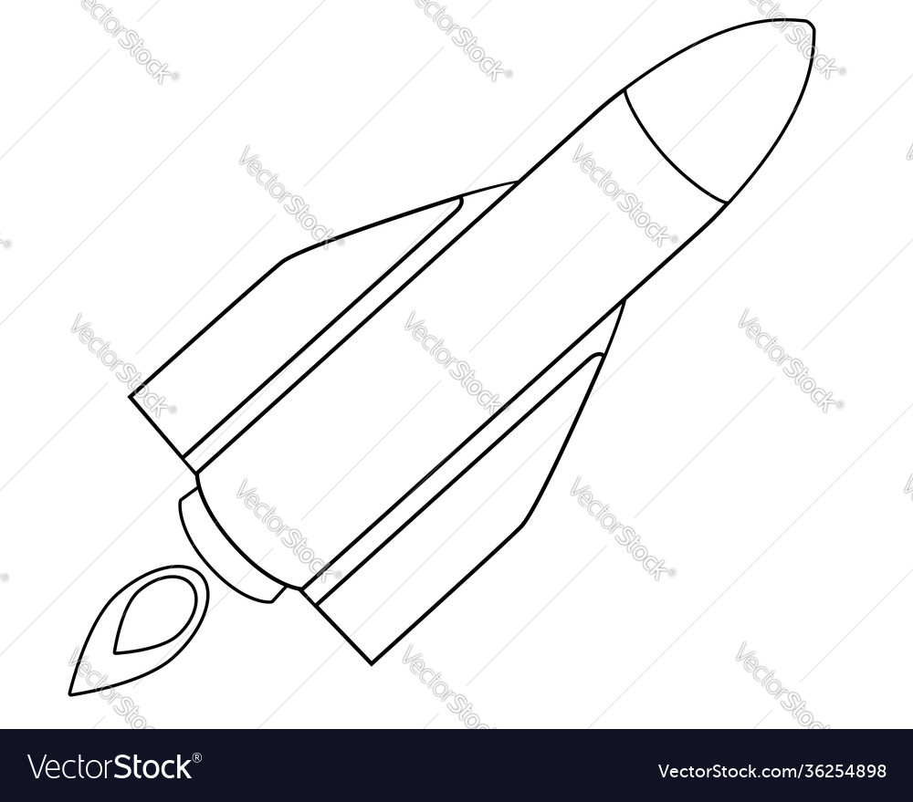 Rocket taking off - linear Royalty Free Vector Image
