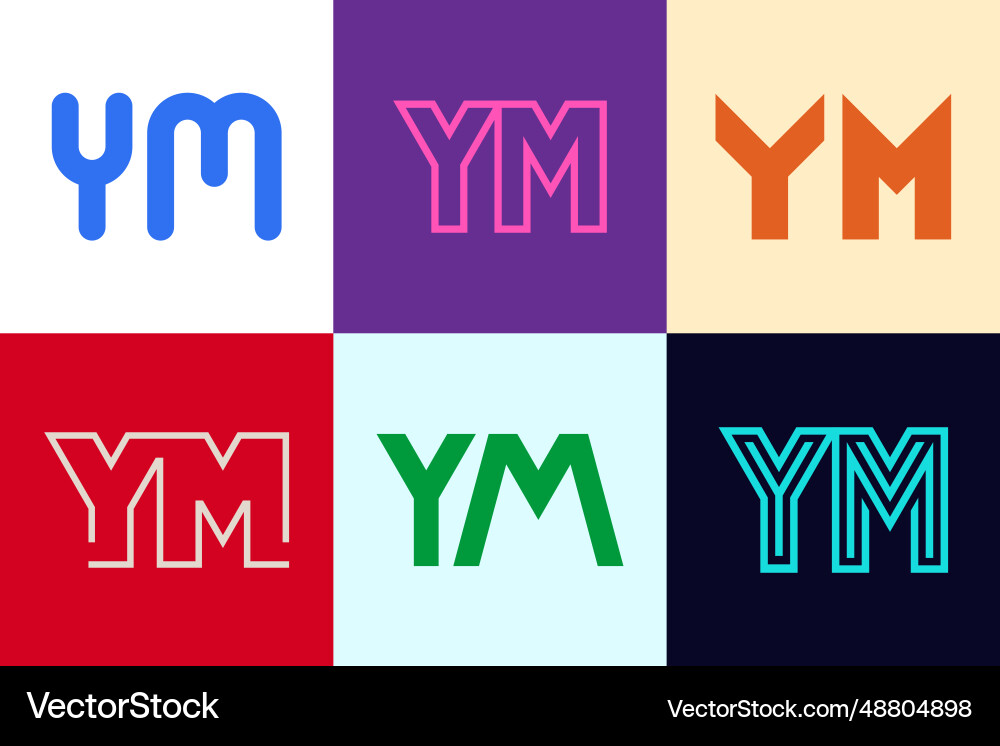 Set of letter ym logos Royalty Free Vector Image