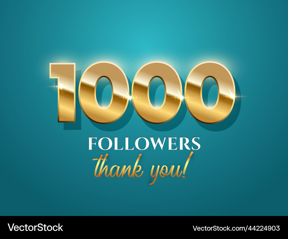 1000 followers celebration banner with text Vector Image