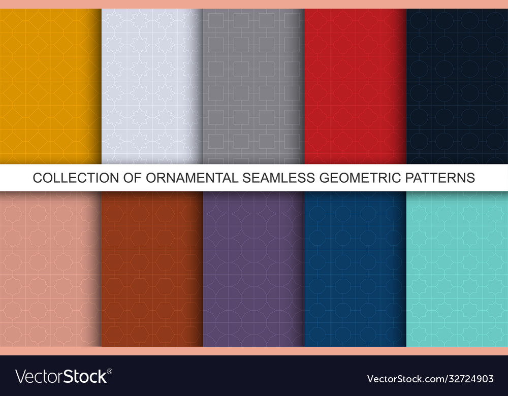 Collection seamless colorful geometric Royalty Free Vector