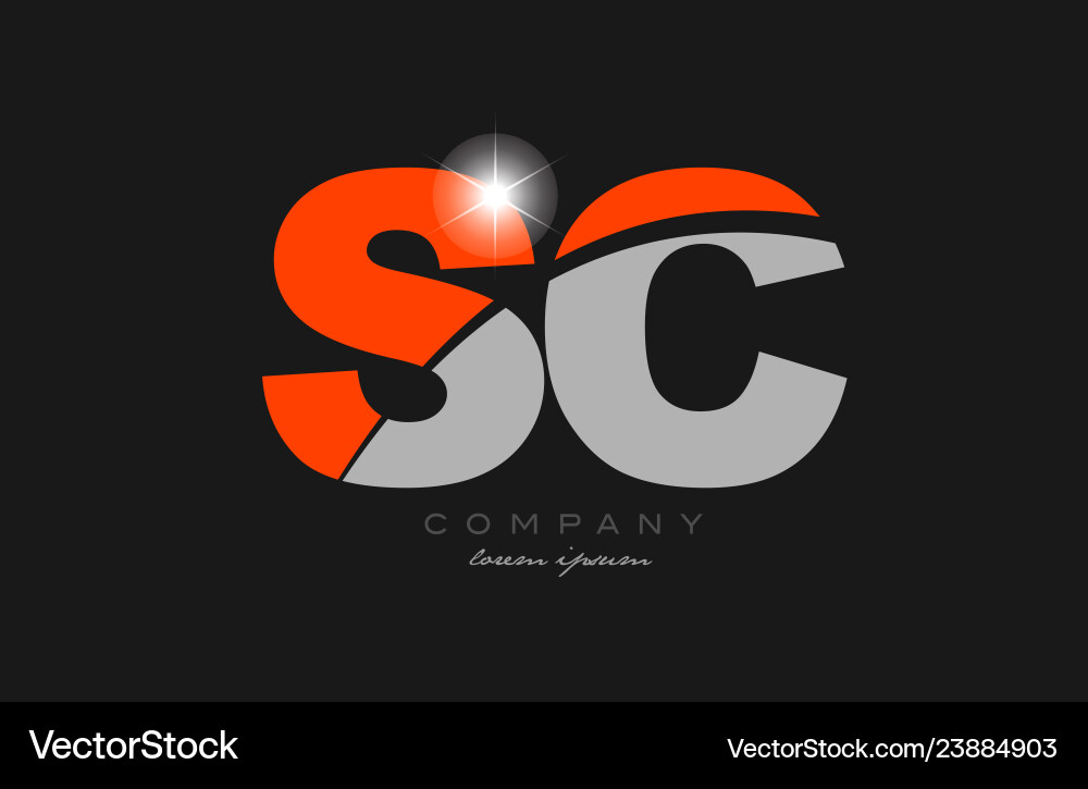 Combination letter sc s c in grey orange color Vector Image