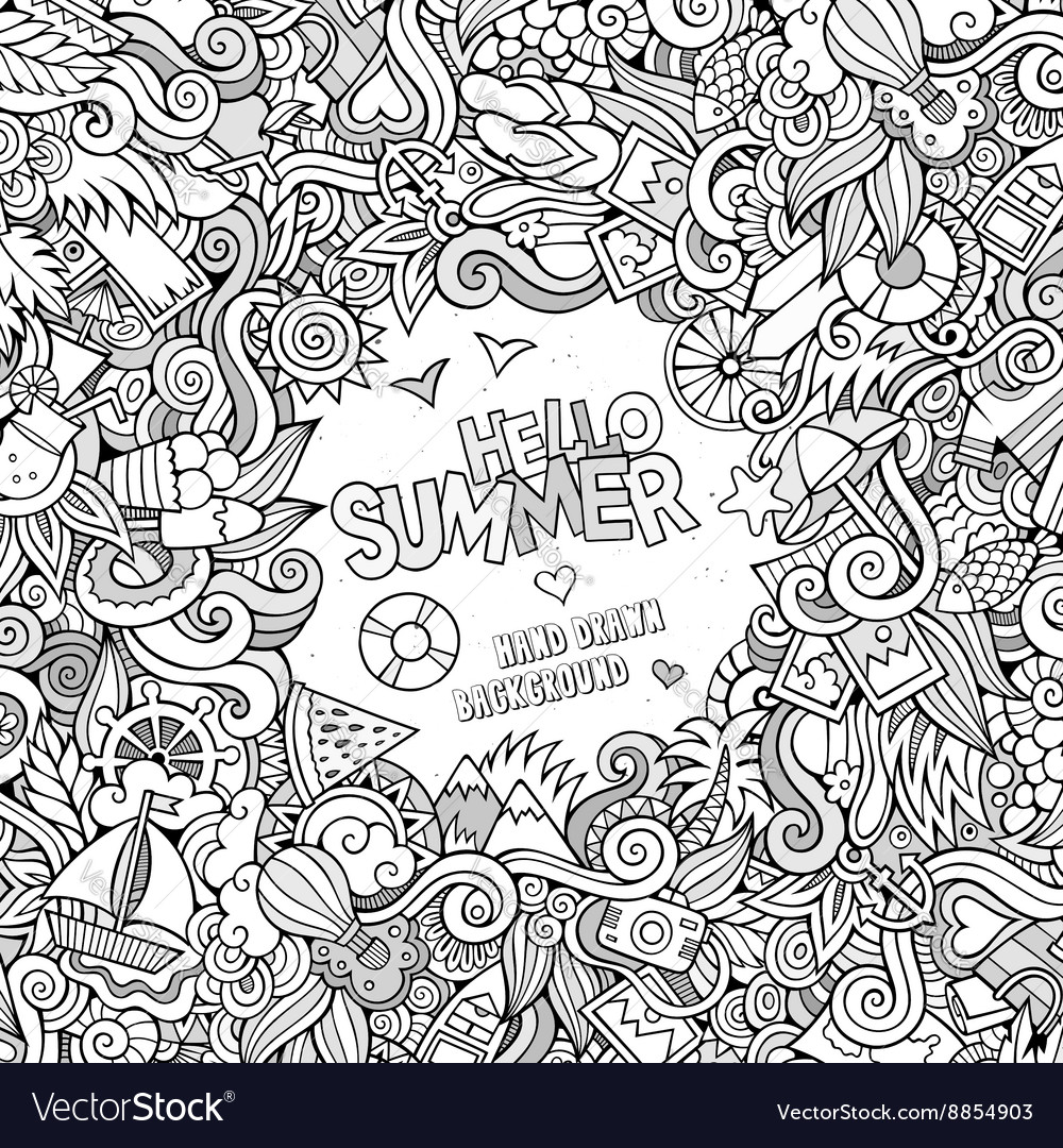 Doodles abstract decorative summer frame Vector Image