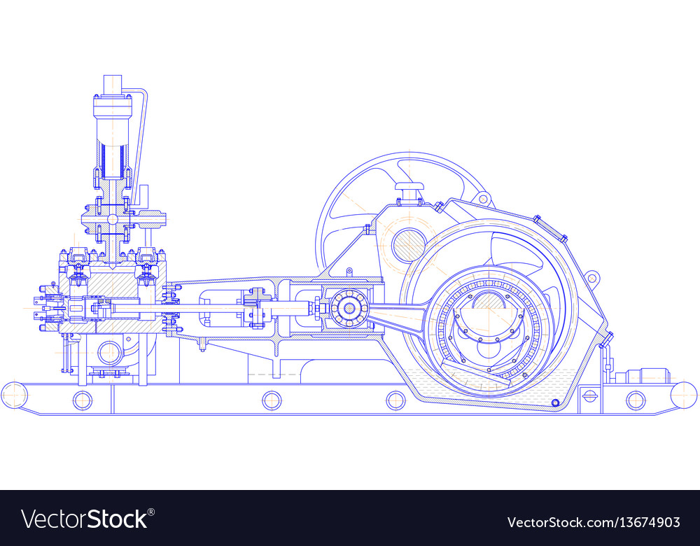 Drilling triplex pump Royalty Free Vector Image