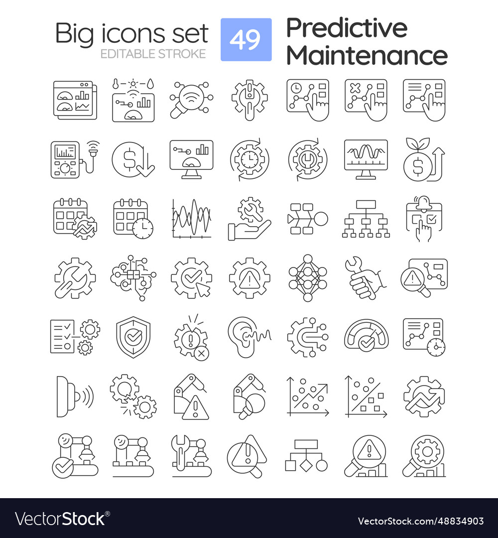 Editable black big icons representing predictive Vector Image Editable black big icons representing predictive Vector Image