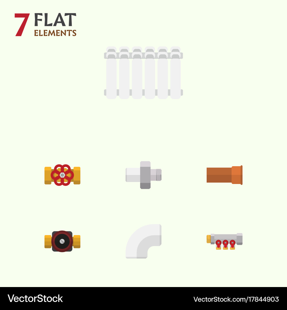 Flat icon pipeline set of tap plastic radiator Vector Image