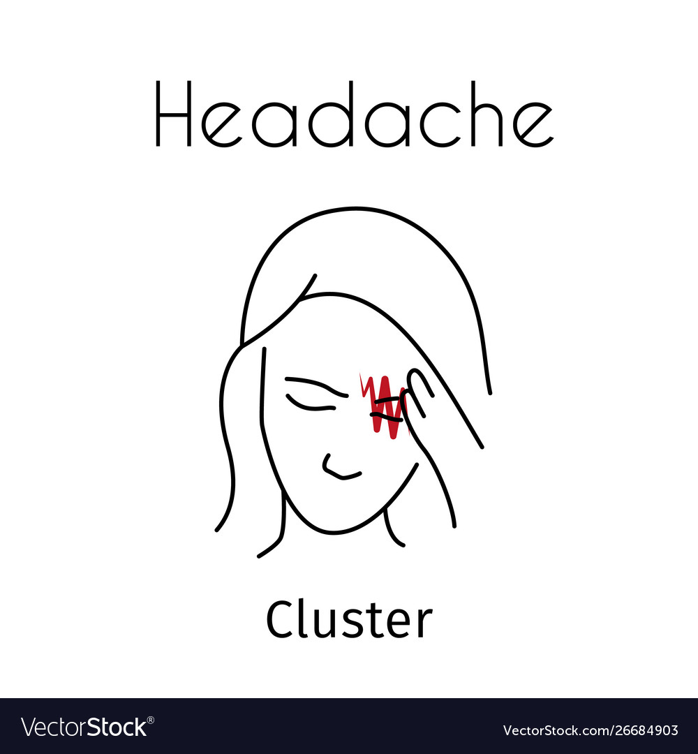 Headache linear icon girl Royalty Free Vector Image Headache linear icon girl Royalty Free Vector Image