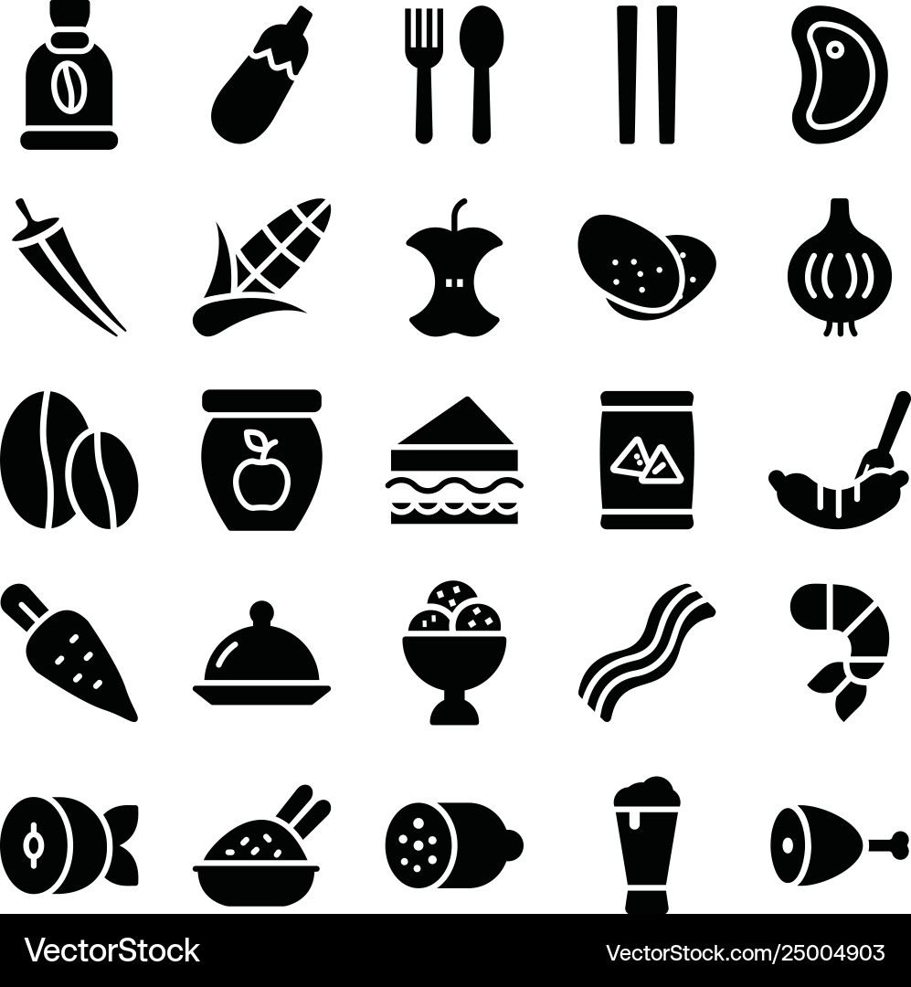 Healthy food pack glyph icons Royalty Free Vector Image