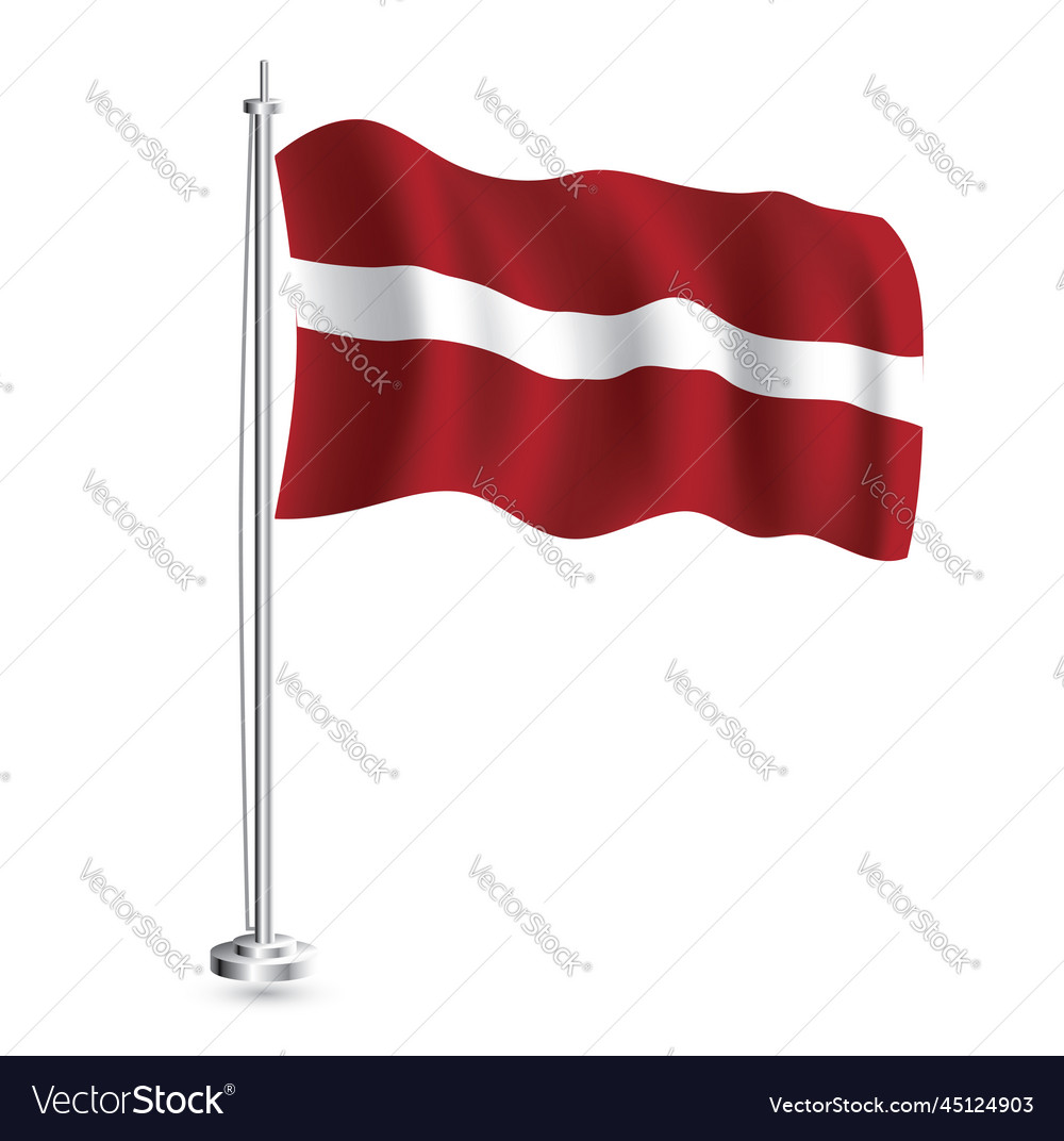 Latvian flag isolated realistic wave Royalty Free Vector