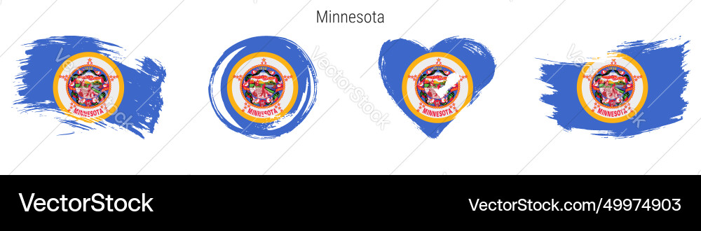 Minnesota hand drawn grunge style flag icon set Vector Image