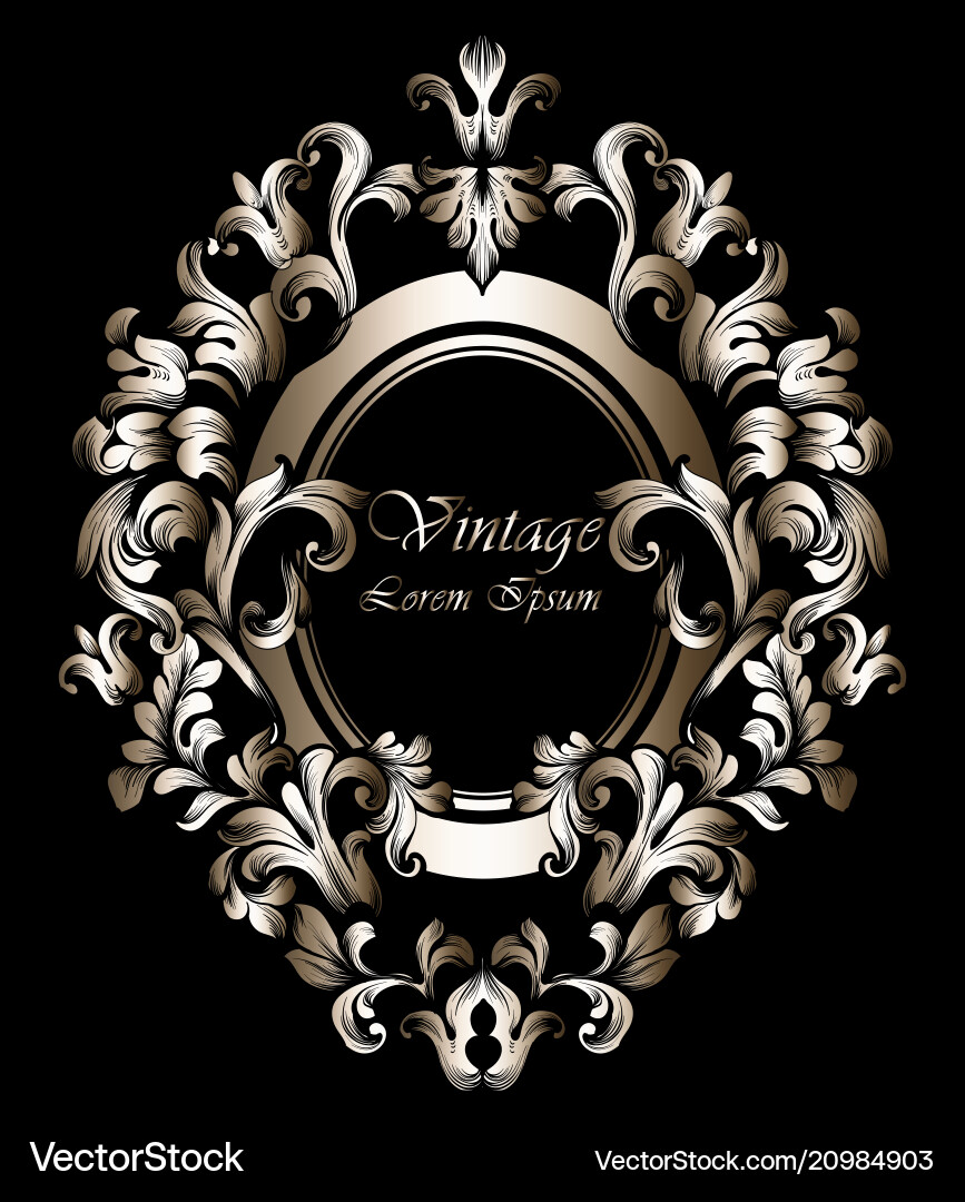 Round golden frame classic rich ornamented Vector Image