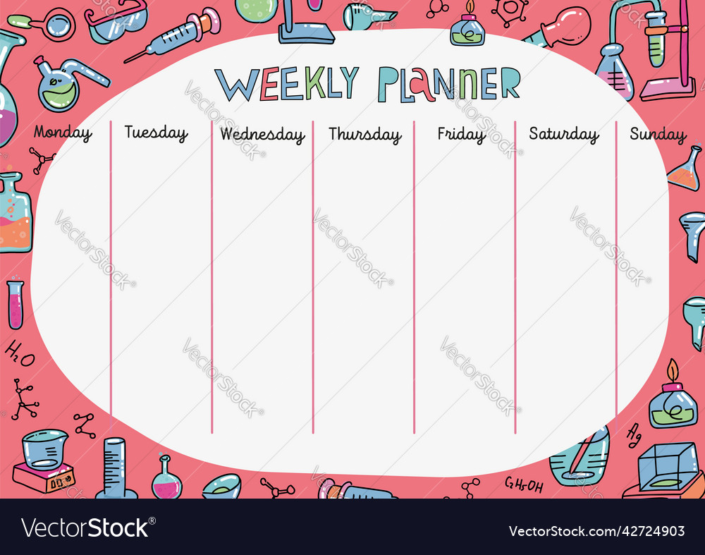 School timetable template with science theme Vector Image
