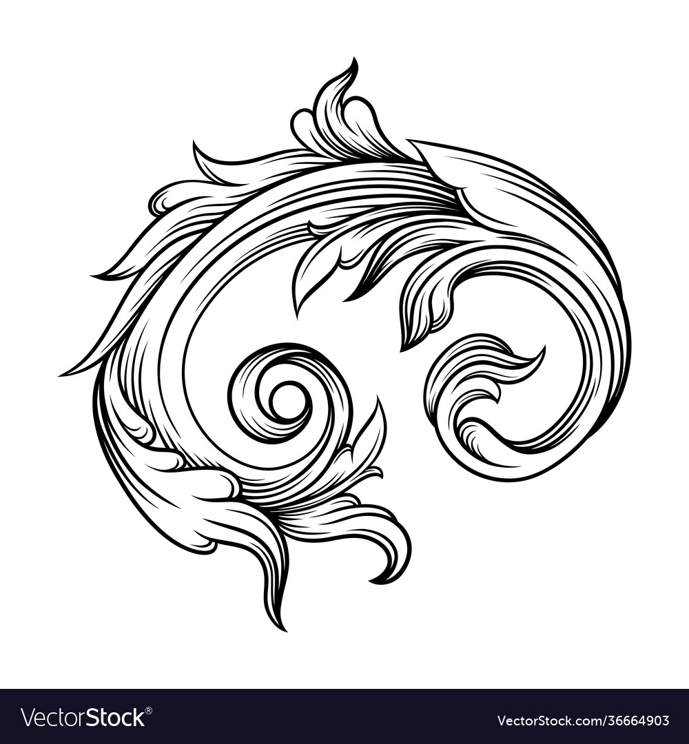 Scroll as baroque element with arabesque Vector Image