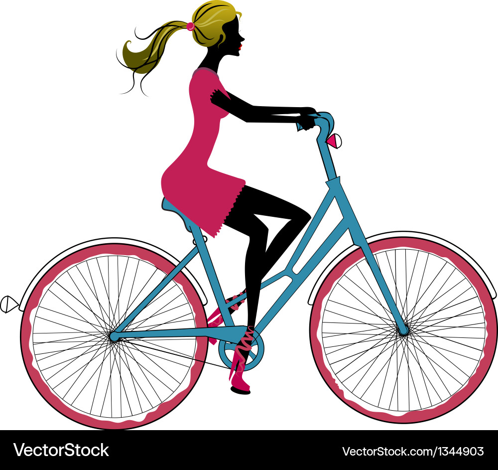 Woman on bike Royalty Free Vector Image - VectorStock