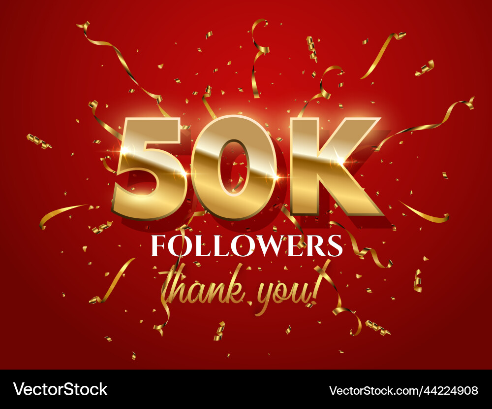 50000 followers celebration banner Royalty Free Vector Image