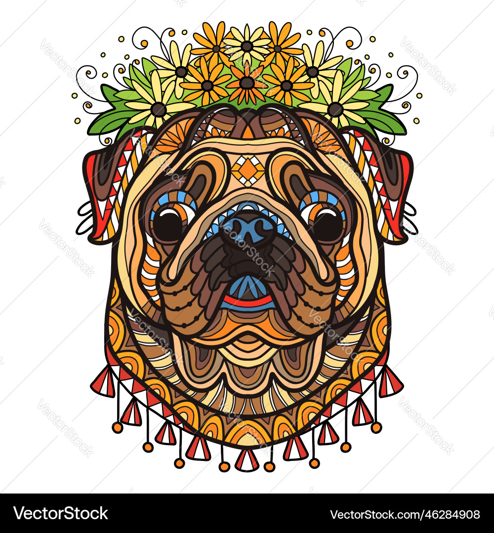 Abstract head of pug dog Royalty Free Vector Image