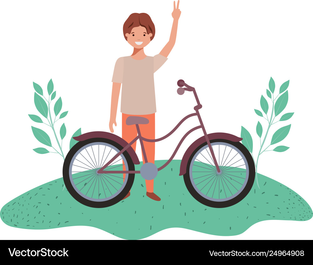 Boy with bicycle avatar character Royalty Free Vector Image