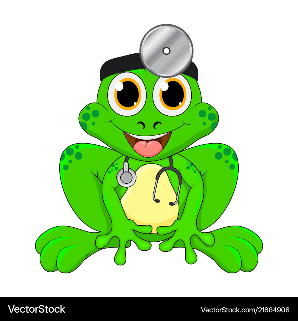 Cartoon frog doctor isolated on white background Vector Image