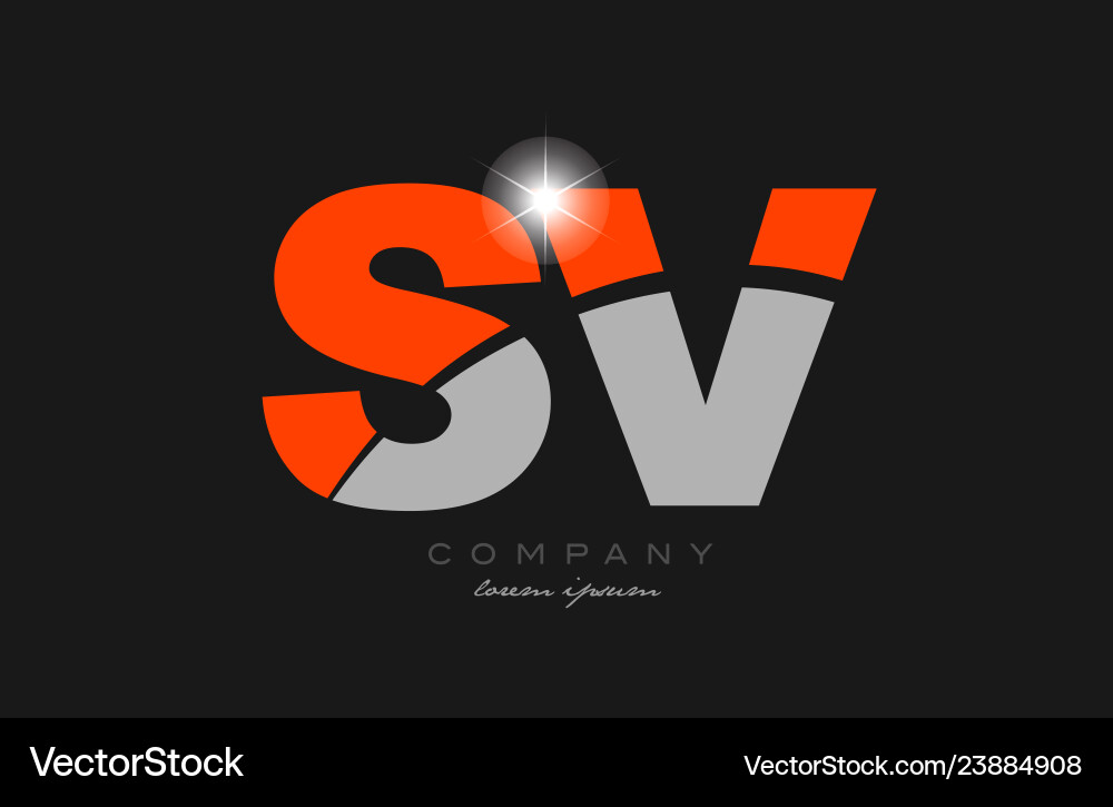 Combination letter sv s v in grey orange color Vector Image