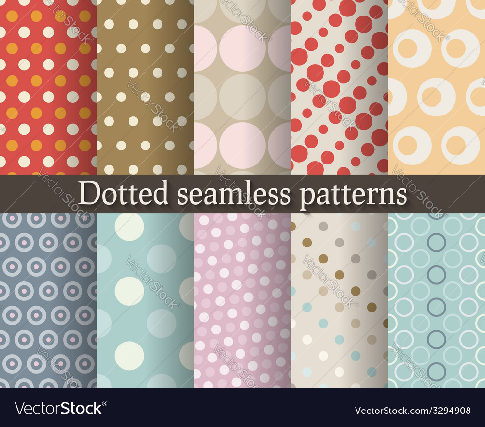Dotted seamless patterns set Royalty Free Vector Image