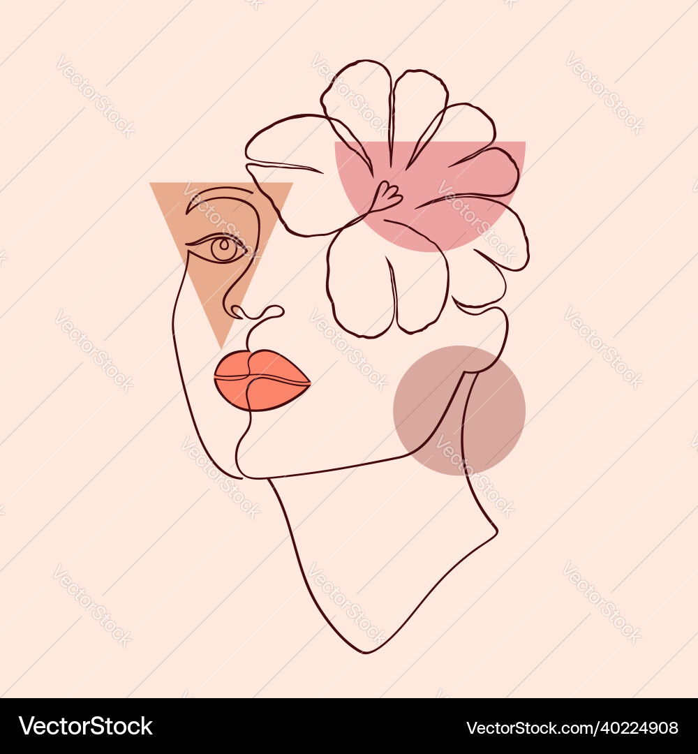 Female face and geometric shapes Royalty Free Vector Image