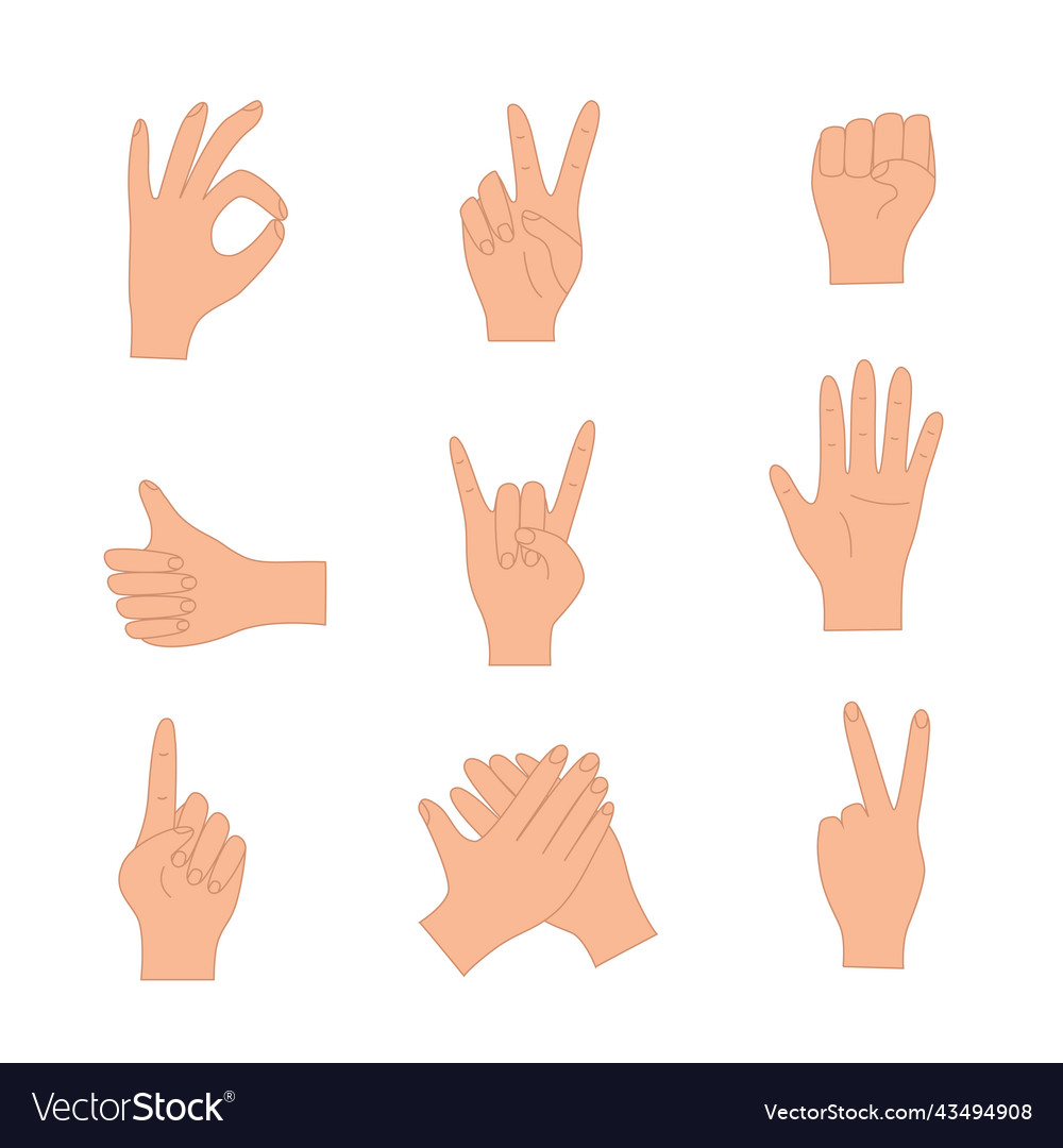 Hand gestures set of icons Royalty Free Vector Image