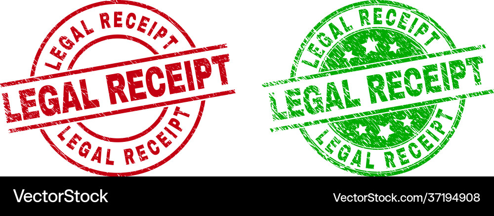 Legal receipt round badges with rubber surface Vector Image