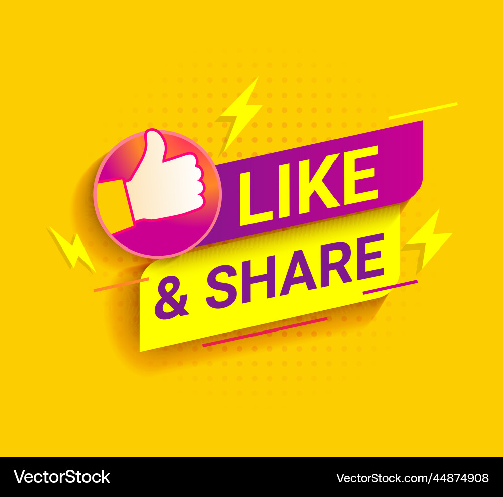 Like and share social symbol in dynamic style Vector Image