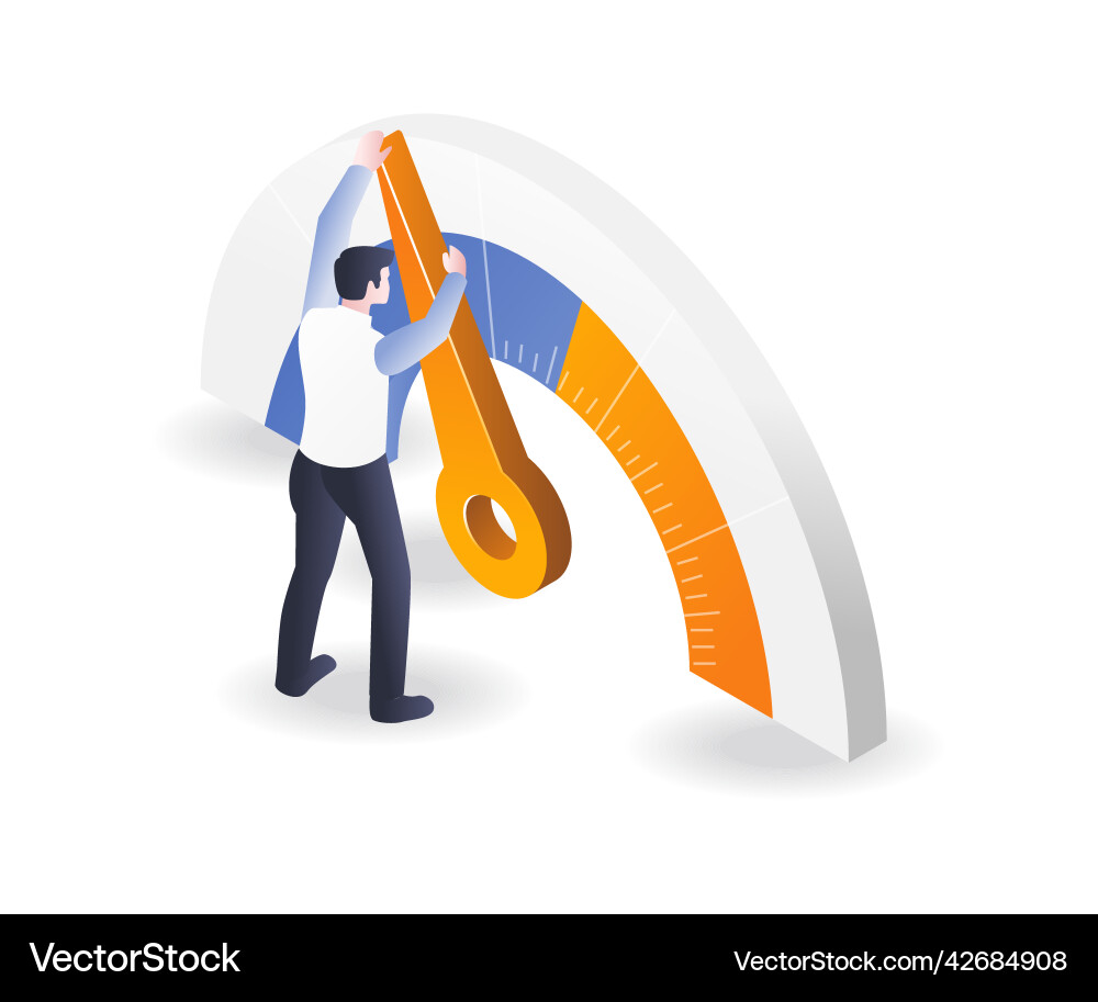 Man is turning the rpm needle Royalty Free Vector Image