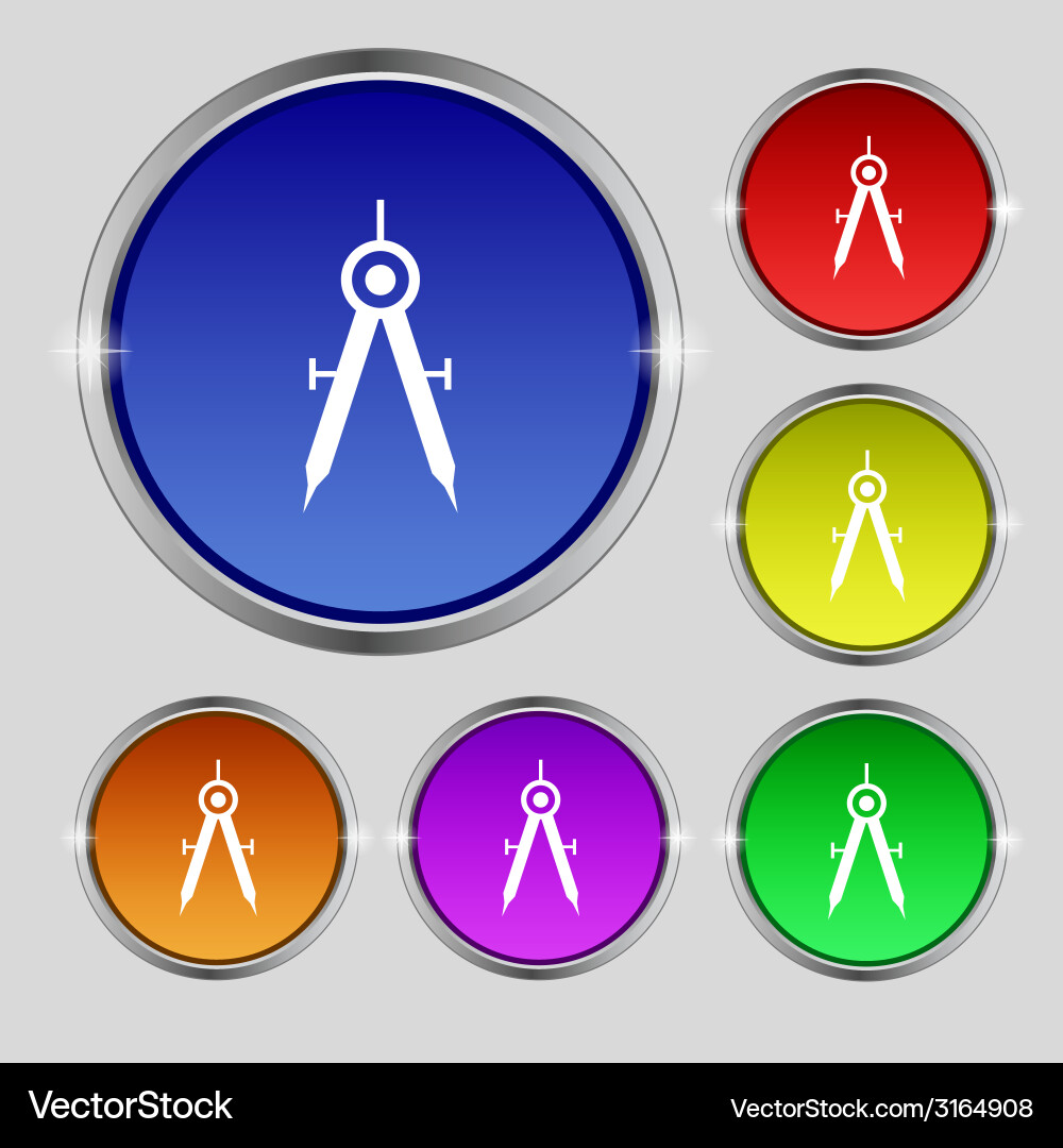 Mathematical compass sign icon set of colored Vector Image