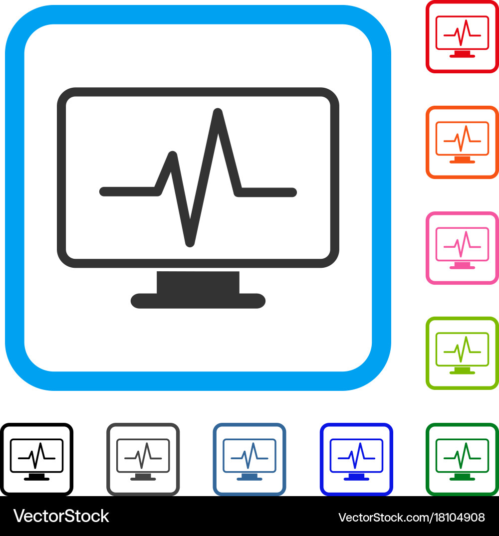 Pulse monitoring framed icon Royalty Free Vector Image