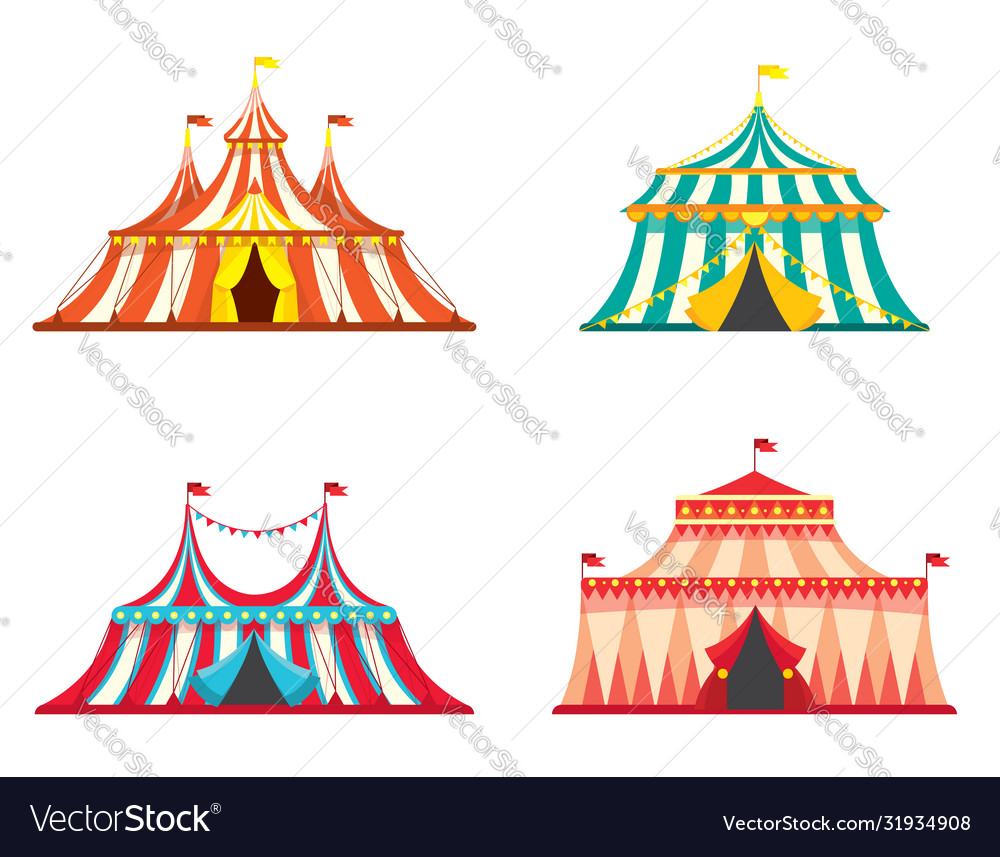 Set circus tents Royalty Free Vector Image - VectorStock