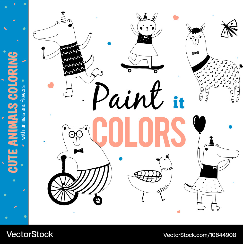 Set of funny and cute animals Royalty Free Vector Image