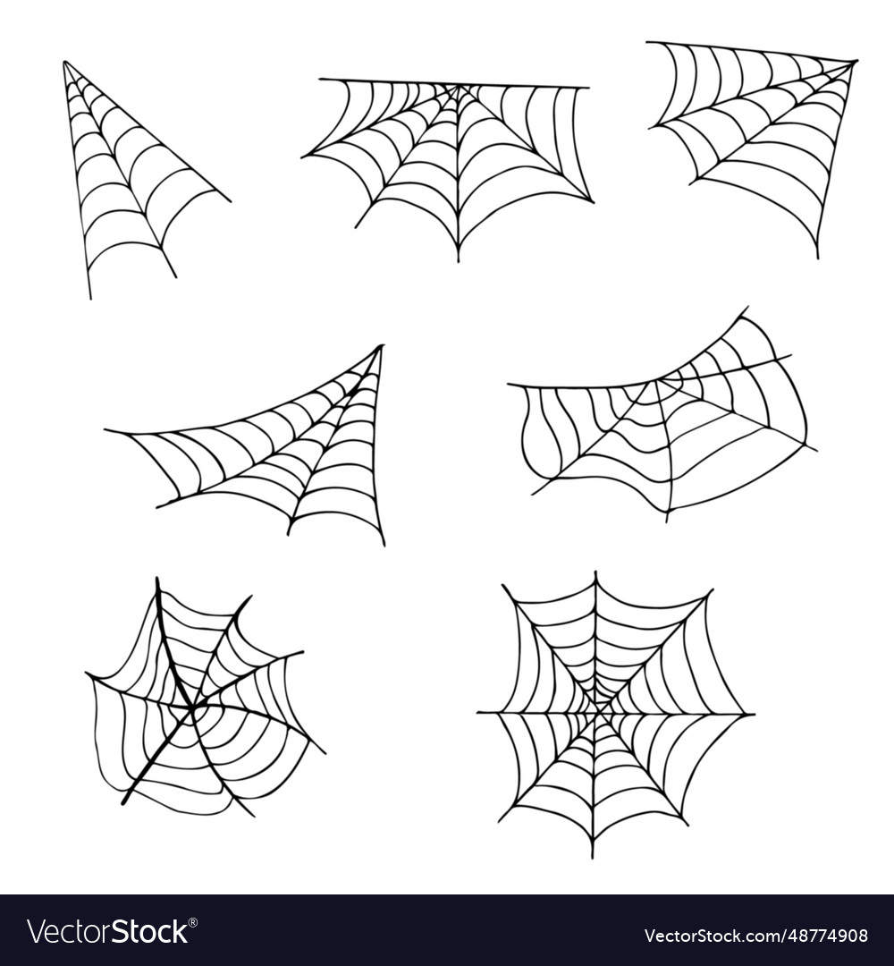 Set spider webs Royalty Free Vector Image - VectorStock