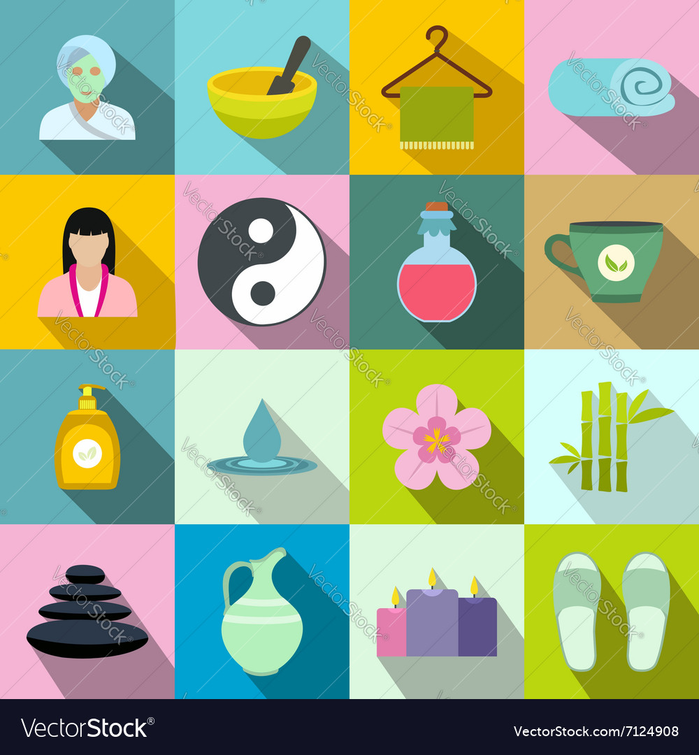 Spa flat icons set Royalty Free Vector Image - VectorStock