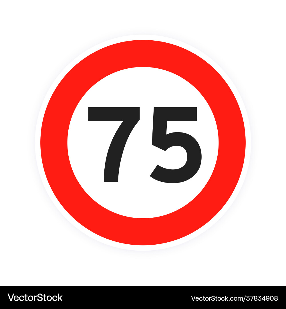 Speed limit 75 round road traffic icon sign flat Vector Image