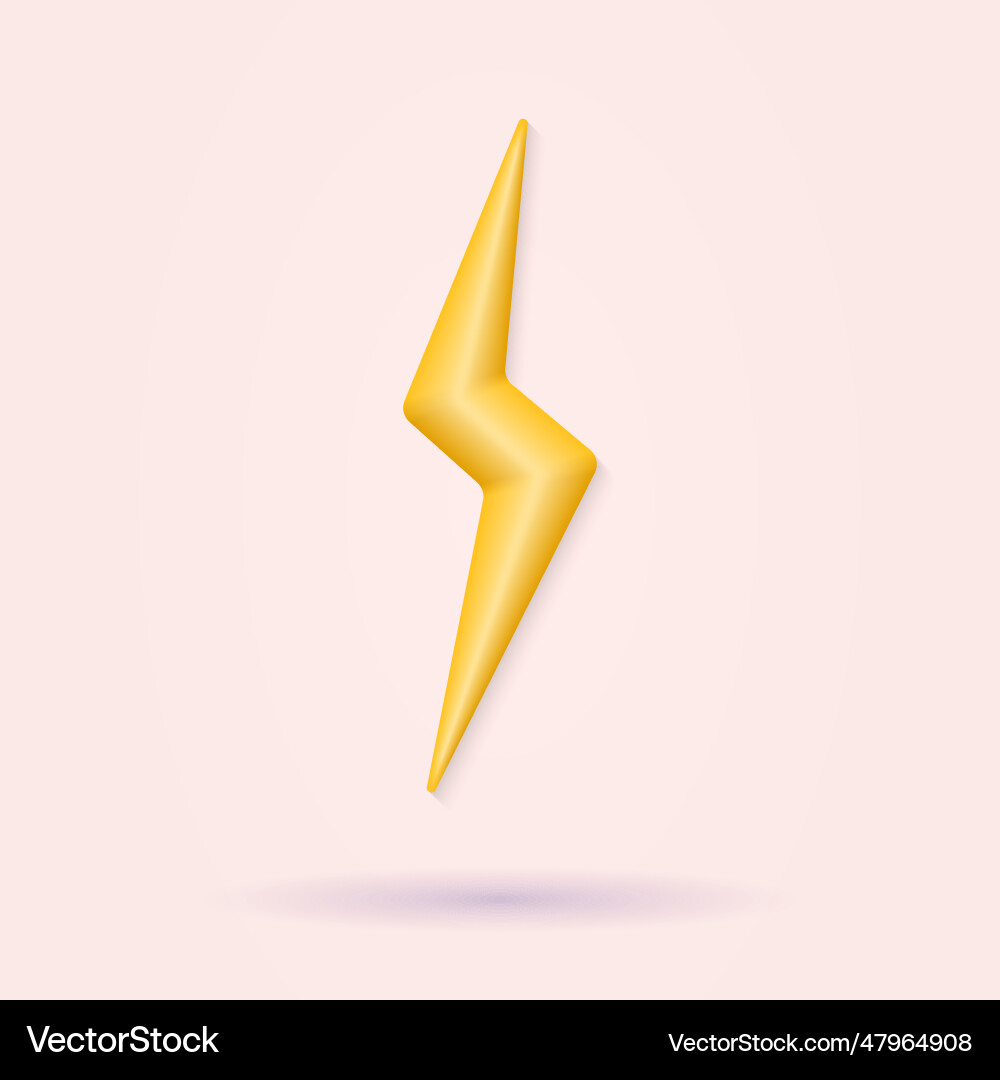 Thunder bolt 3d icon lightning flash thunderbolt Vector Image