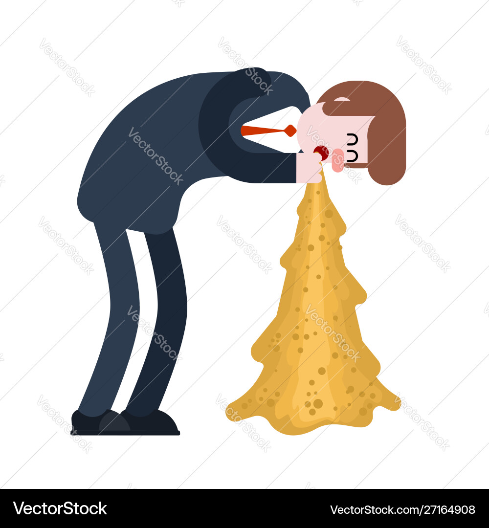 Vomit man puke retching cartoon vomitus Royalty Free Vector