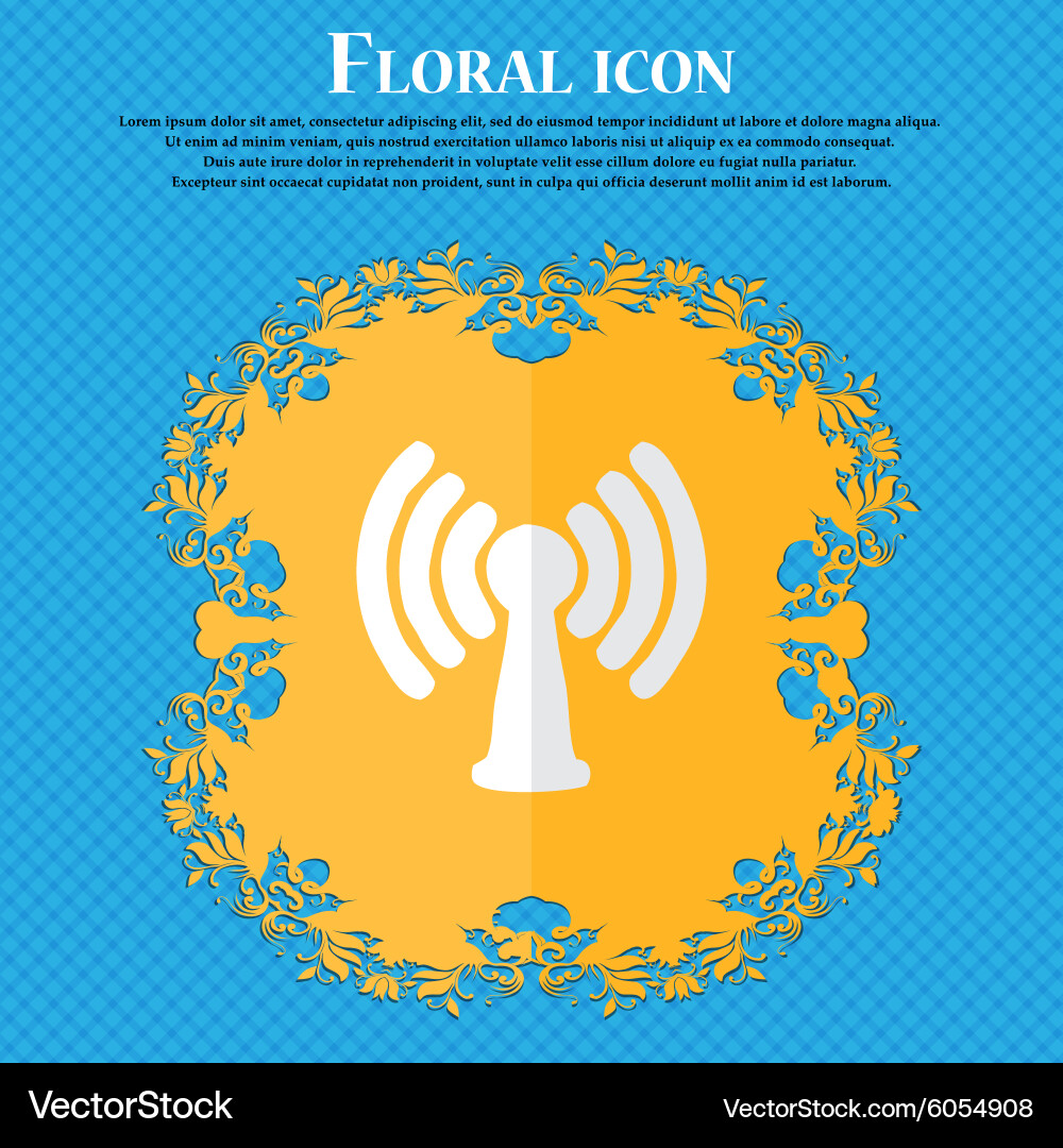 Wi-fi internet floral flat design on a blue Vector Image
