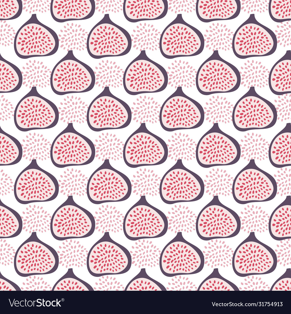 Abstract fruit pattern with figs and leaves Vector Image