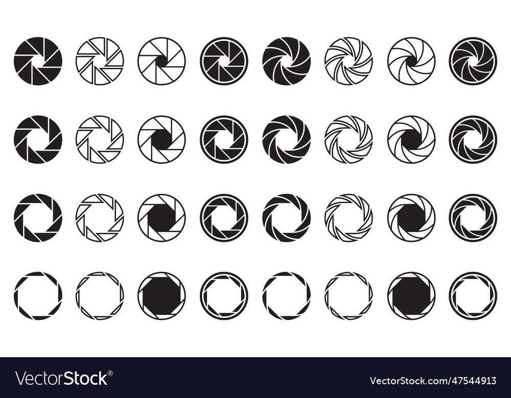 Camera lens signs set Royalty Free Vector Image