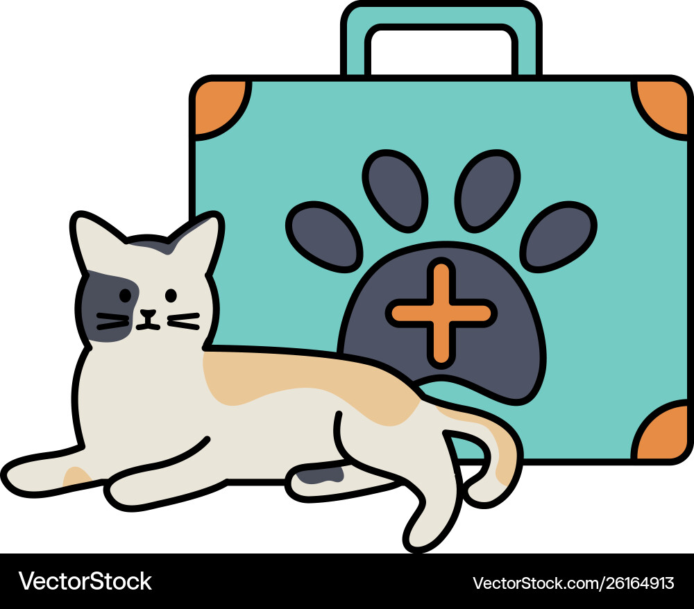 Cute cat mascot with medical kit Royalty Free Vector Image