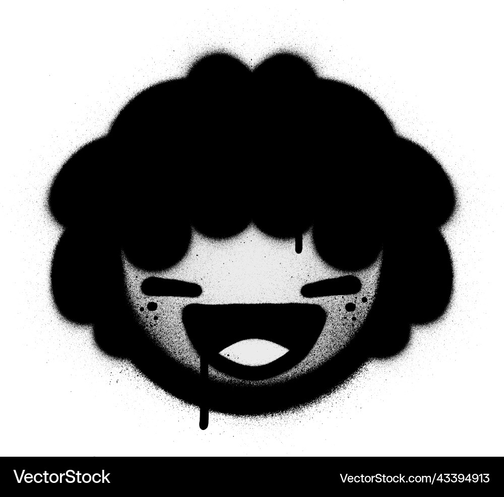 Graffiti laughing girl icon sprayed in black Vector Image
