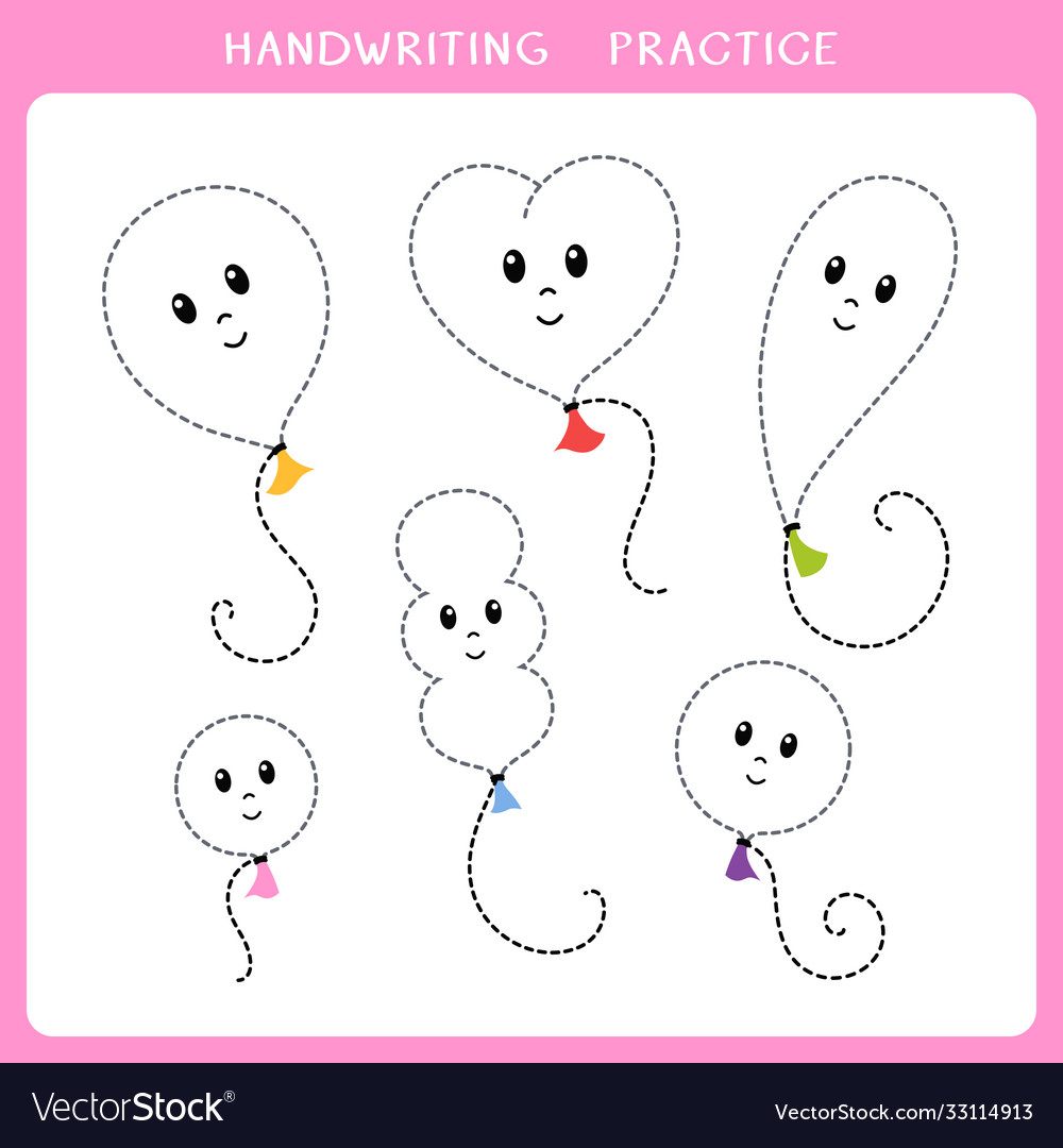 Handwriting practice sheet Royalty Free Vector Image