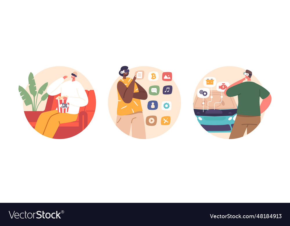Isolated round icons of characters engage Vector Image Isolated round icons of characters engage Vector Image