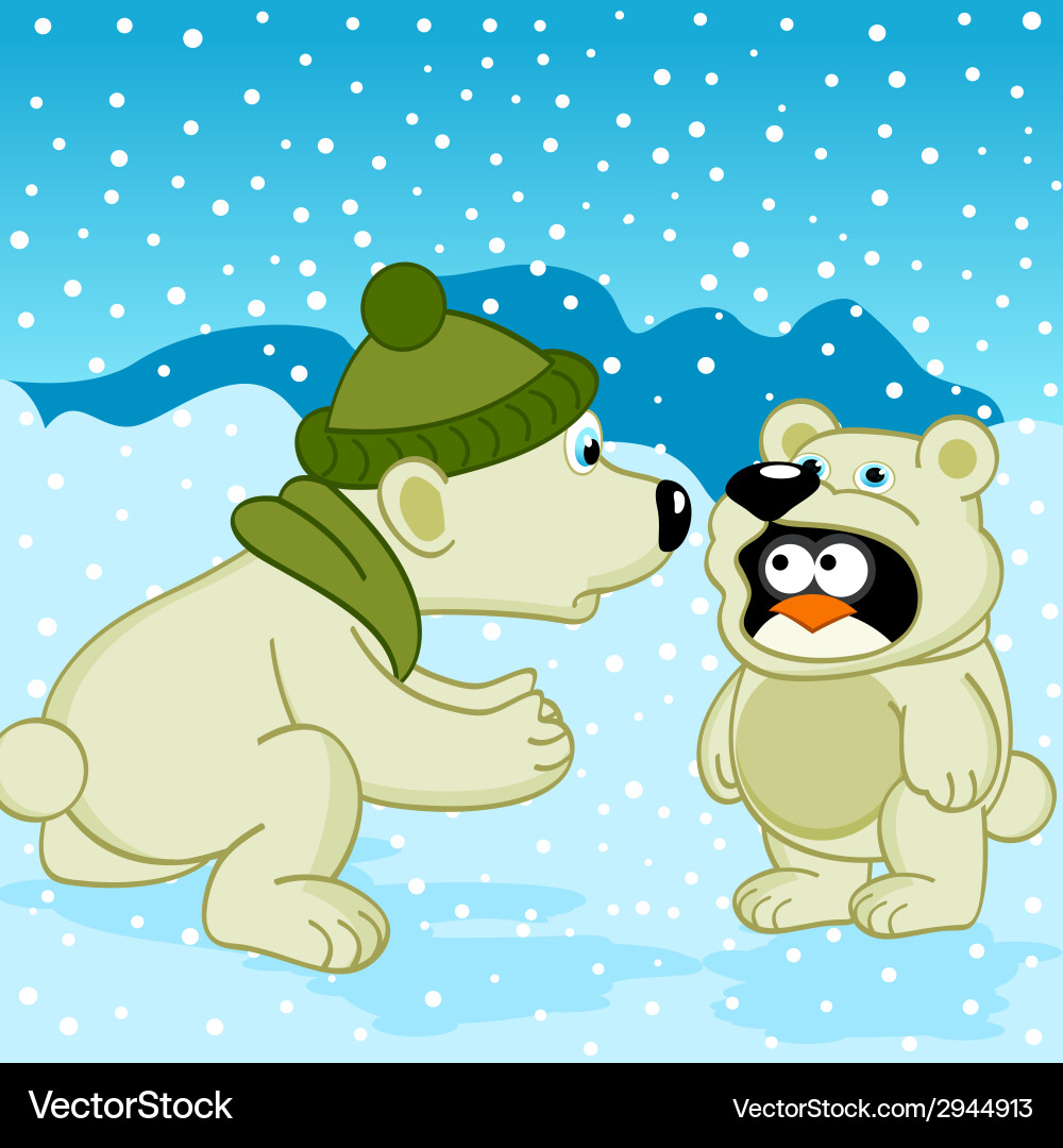 Penguin And Polar Bear Clip Art Polar Bear Penguin Vector Art, Icons,