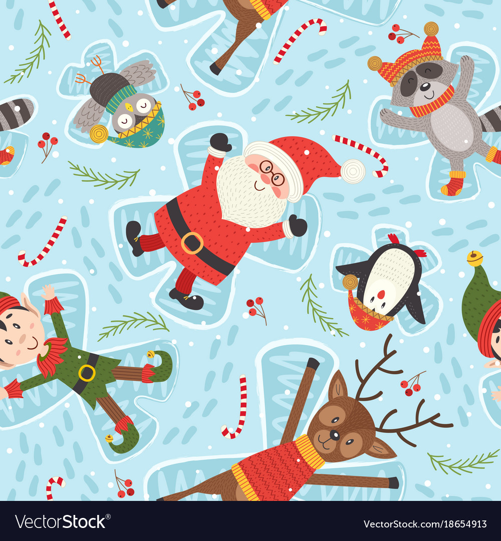 Seamless pattern with christmas characters Vector Image