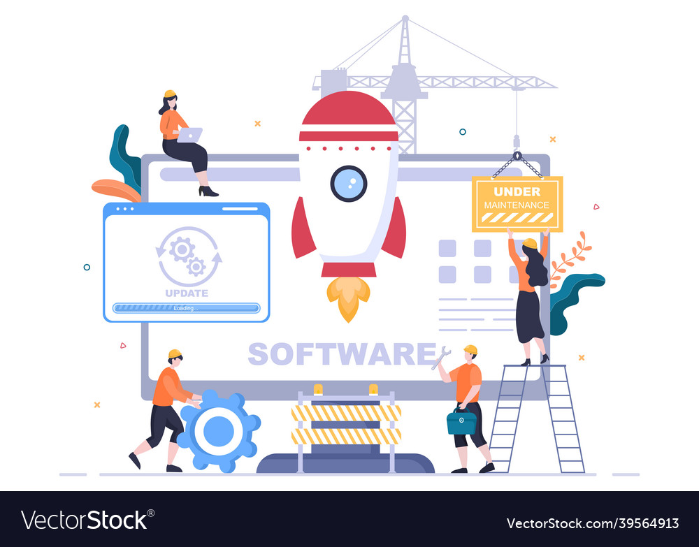 Software system under maintenance error website Vector Image