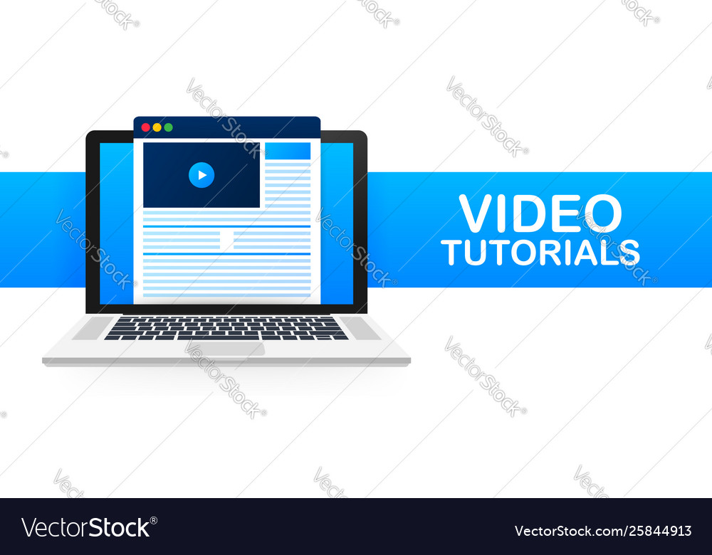 Video tutorials icon concept study and learning Vector Image