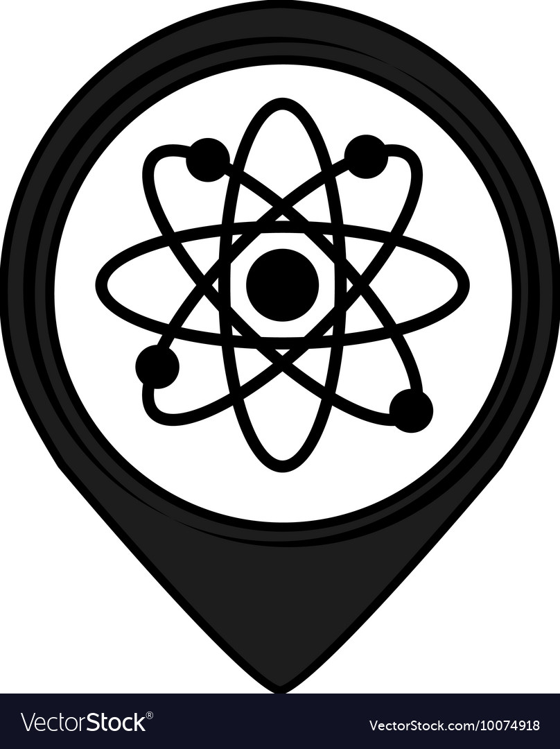 Atom pin pointer caution signal icon Royalty Free Vector