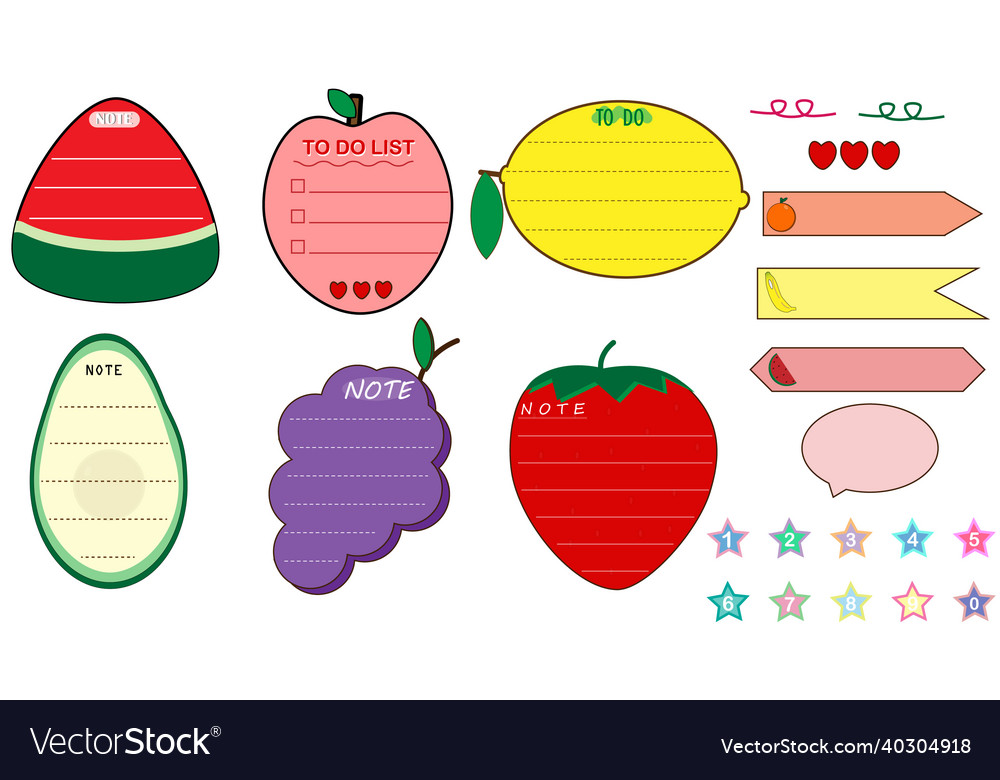 Blank fruit paper notes cute note Royalty Free Vector Image